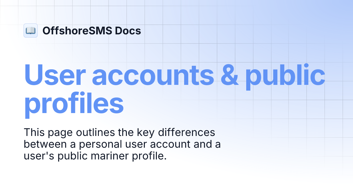User accounts & public profiles | OffshoreSMS Docs